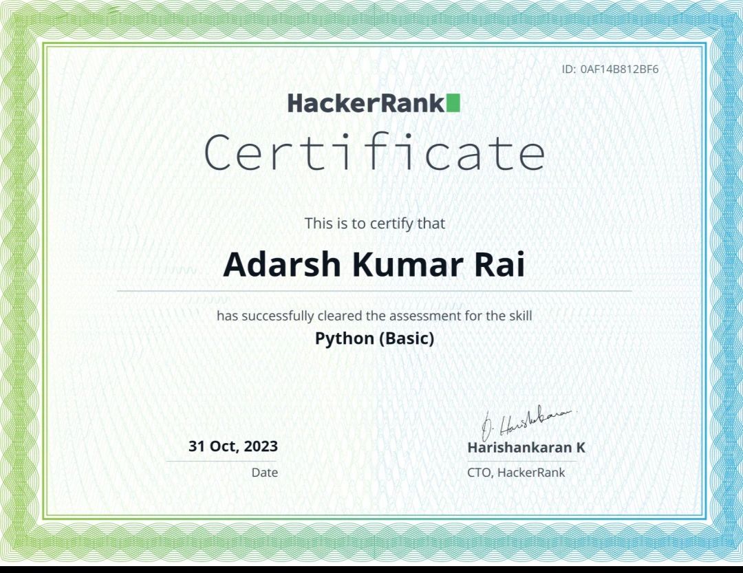 Adarsh Kumar Rai on LinkedIn: I am thrilled to announce that I have ... Adarsh Kumar Rai on LinkedIn: I am thrilled to announce that I have ...
