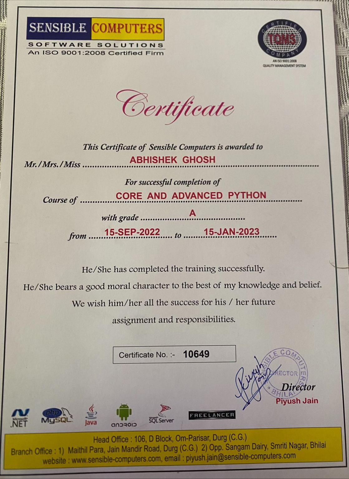 Abhishek Ghosh on LinkedIn: #python #sensibleacademy #certification # ... Abhishek Ghosh on LinkedIn: #python #sensibleacademy #certification # ...