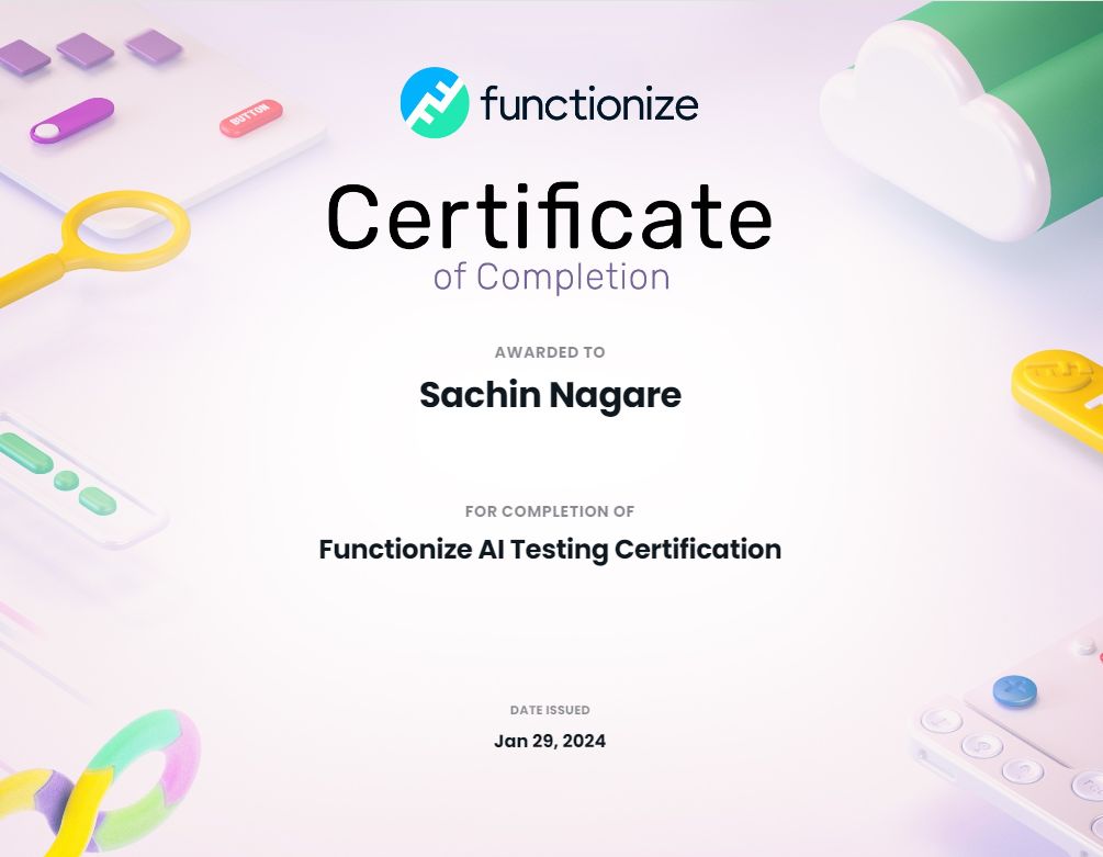 Sachin Nagare on LinkedIn: Functionize AI Testing Certification Sachin Nagare on LinkedIn: Functionize AI Testing Certification