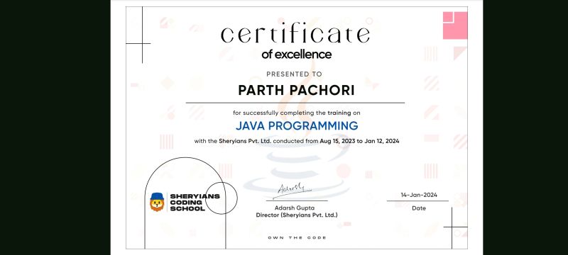 Parth Pachori on LinkedIn: #sheriyanscodingschool #javaprogramming # ... Parth Pachori on LinkedIn: #sheriyanscodingschool #javaprogramming # ...