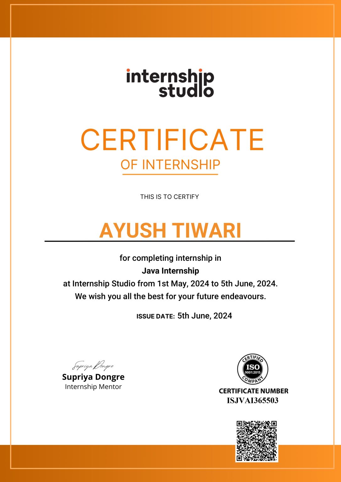 Ayush Tiwari on LinkedIn: #internship Ayush Tiwari on LinkedIn: #internship