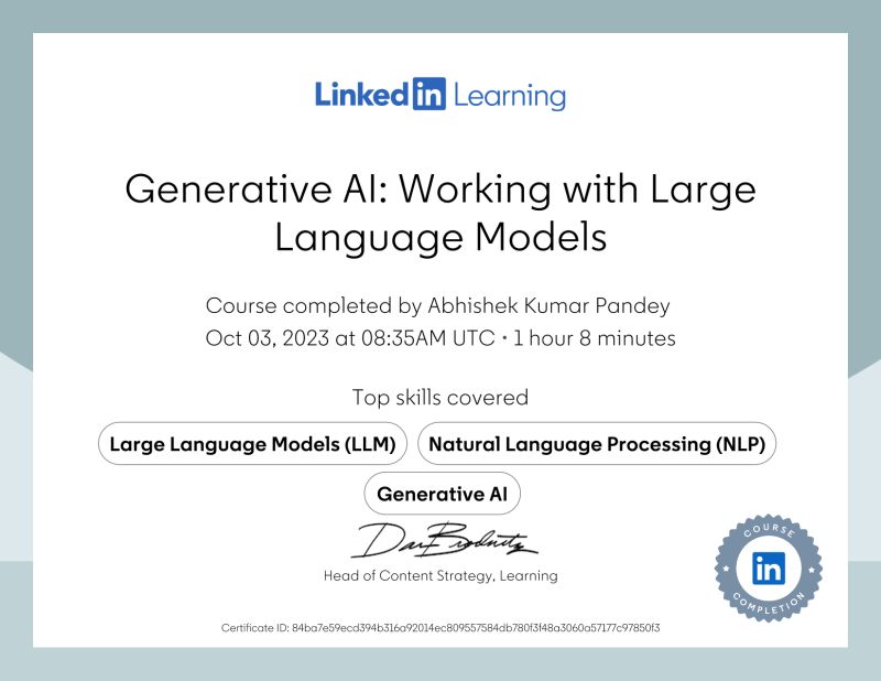 Abhishek Kumar Pandey on LinkedIn: Certificate of Completion Abhishek Kumar Pandey on LinkedIn: Certificate of Completion