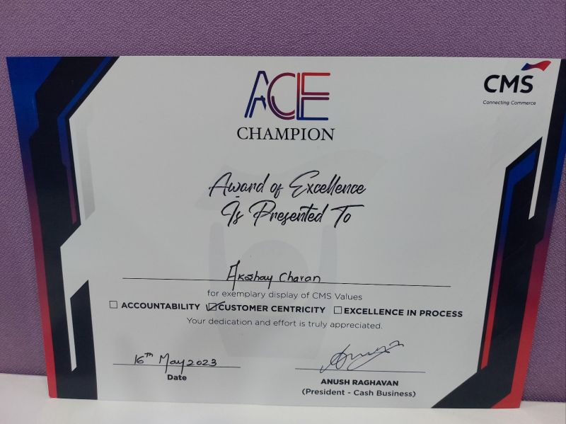 Akshay Chavan on LinkedIn: Thank you CMS Info Systems for the ... Akshay Chavan on LinkedIn: Thank you CMS Info Systems for the ...