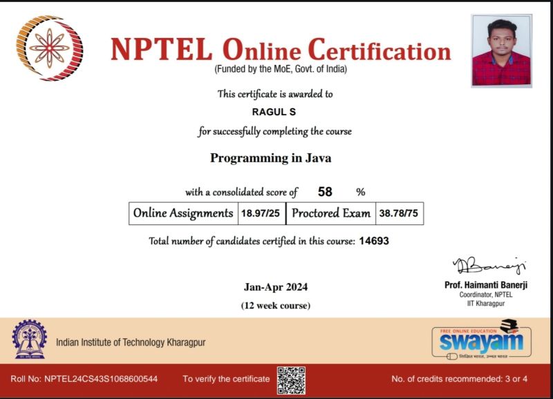 Ragul Sankaran on LinkedIn: #java #swayam #learningjourney # ... Ragul Sankaran on LinkedIn: #java #swayam #learningjourney # ...