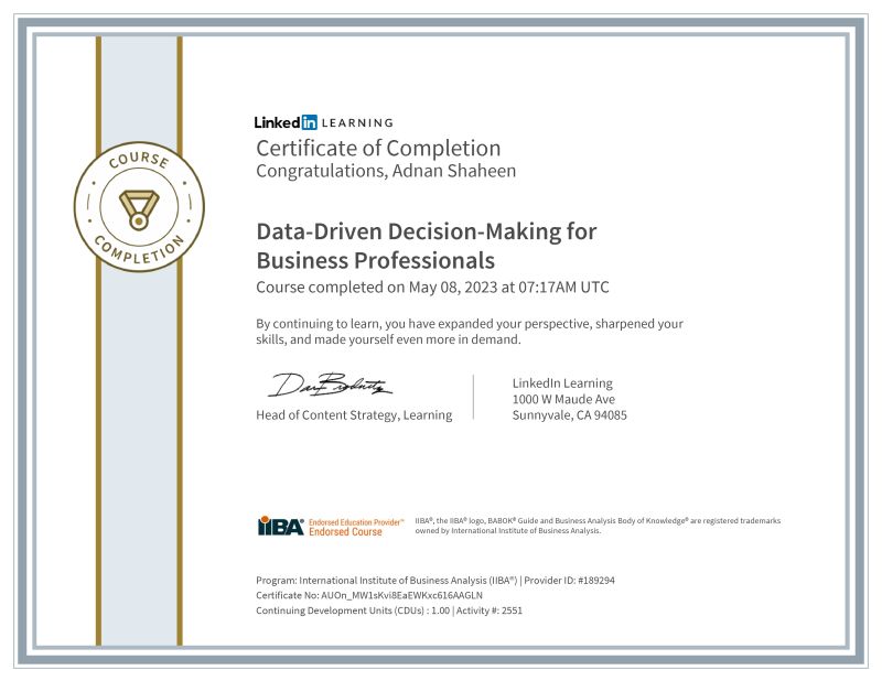Adnan Shaheen on LinkedIn: Just finished the course “Data-Driven ... Adnan Shaheen on LinkedIn: Just finished the course “Data-Driven ...