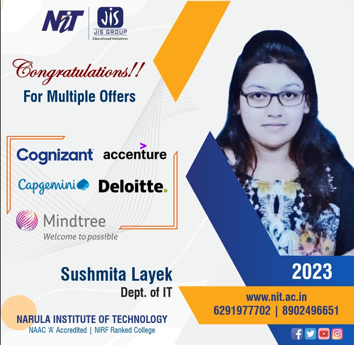 Narula Institute of Technology on LinkedIn: #placement2023 #placement # ... Narula Institute of Technology on LinkedIn: #placement2023 #placement # ...