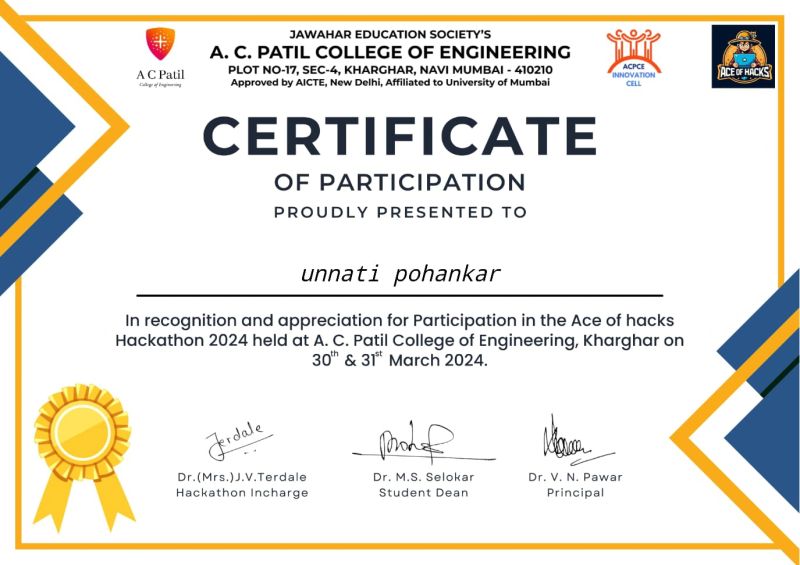 unnati pohankar on LinkedIn: #hackathon #aceofhacks unnati pohankar on LinkedIn: #hackathon #aceofhacks