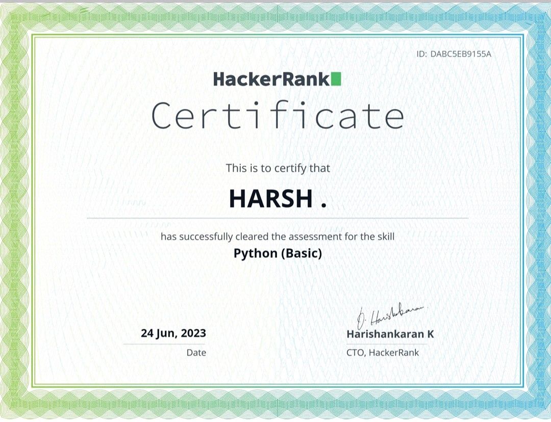 Harsh Chaudhary on LinkedIn: #python #hackerrank Harsh Chaudhary on LinkedIn: #python #hackerrank