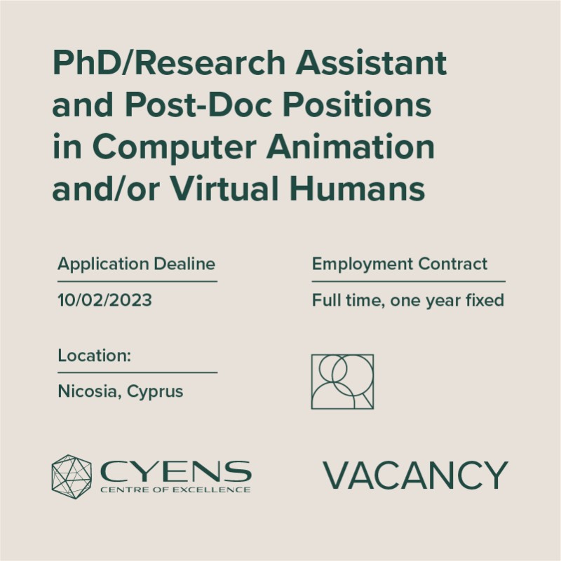 Andreas Aristidou on LinkedIn: CYENS - PhD/Research Assistant and Post ... Andreas Aristidou on LinkedIn: CYENS - PhD/Research Assistant and Post ...