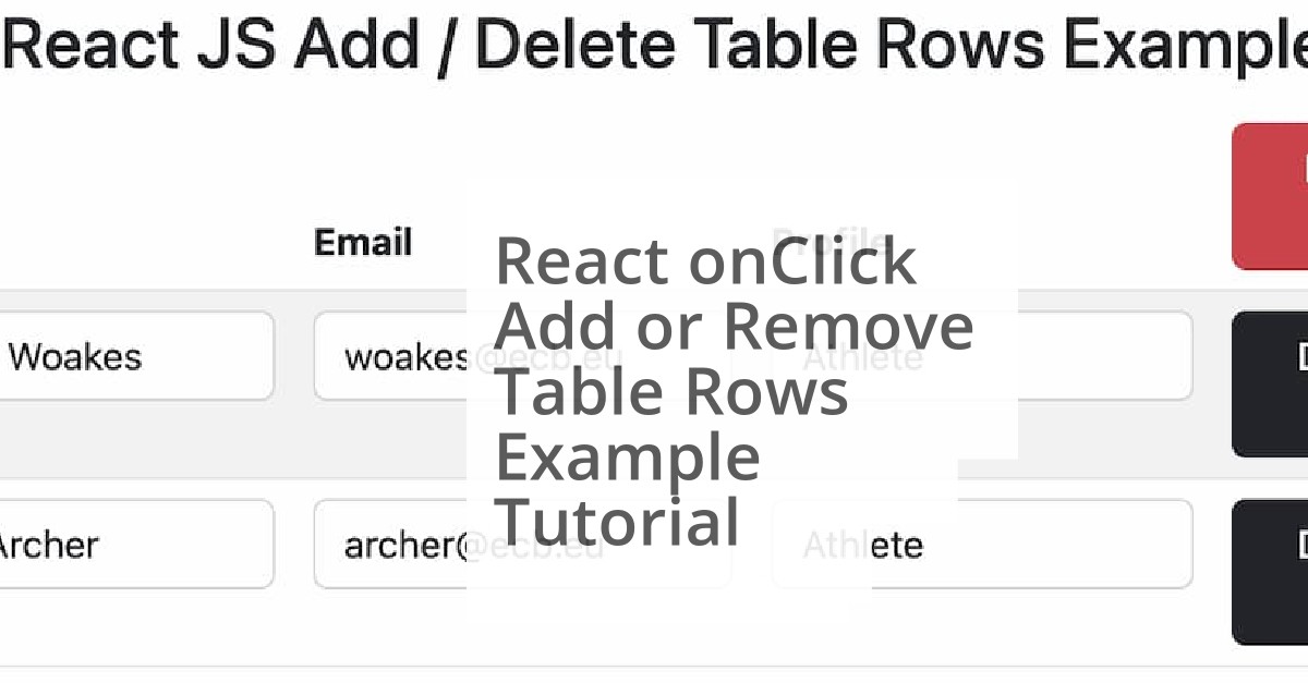 React Jobs on LinkedIn: React onClick Add or Remove Table Rows Example ... React Jobs on LinkedIn: React onClick Add or Remove Table Rows Example ...