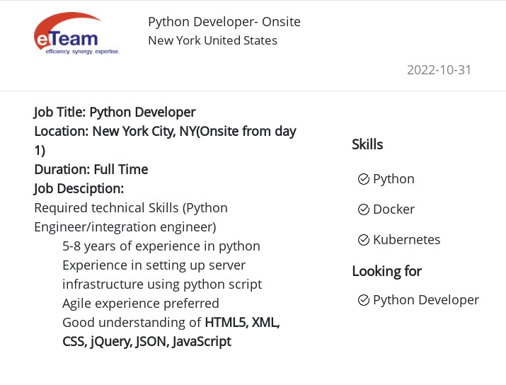 Shreya Gupta on LinkedIn: Python Developer- Onsite Shreya Gupta on LinkedIn: Python Developer- Onsite