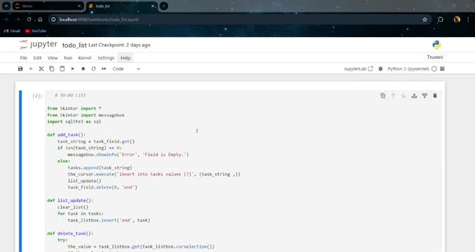 Dev Patel on LinkedIn: #pythonprogramming #todolist #codesoft # ... Dev Patel on LinkedIn: #pythonprogramming #todolist #codesoft # ...