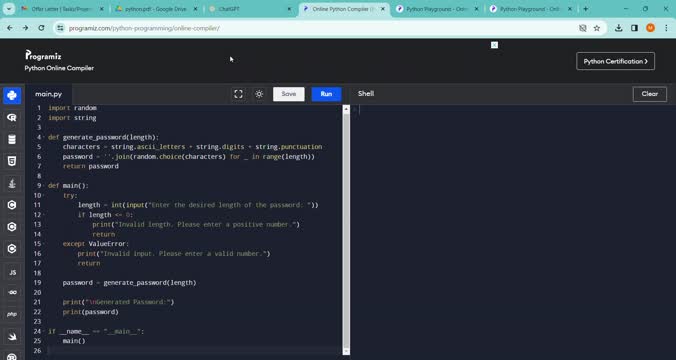 Manasa V B on LinkedIn: #python #programming #passwordgenerator # ... Manasa V B on LinkedIn: #python #programming #passwordgenerator # ...