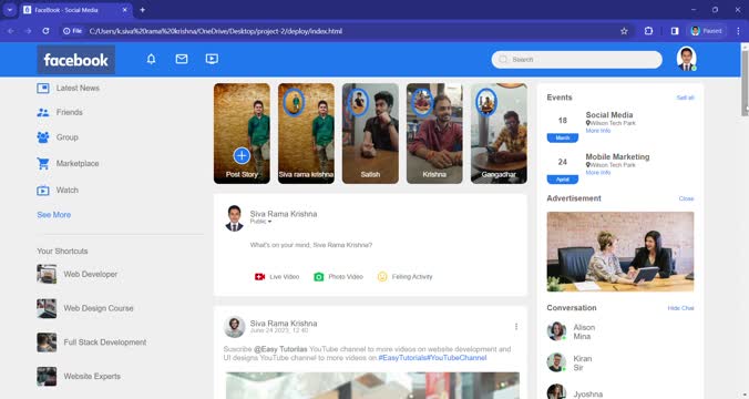I designed Facebook mini web site with html and CSS. | Siva rama ... I designed Facebook mini web site with html and CSS. | Siva rama ...