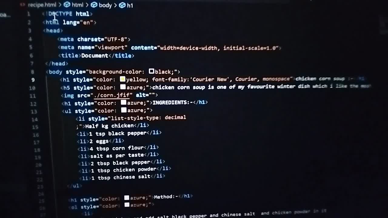 Maria Hussain on LinkedIn: Html Task 1 Accomplished:Creating a Recipe ... Maria Hussain on LinkedIn: Html Task 1 Accomplished:Creating a Recipe ...