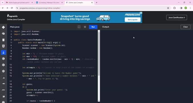 Manasa V B on LinkedIn: #java #programming #guessthenumber #internpe # ... Manasa V B on LinkedIn: #java #programming #guessthenumber #internpe # ...