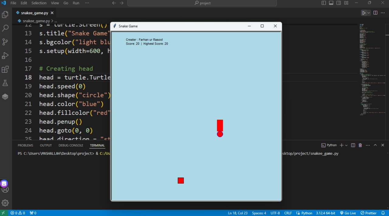 Farhan Ur Rasool on LinkedIn: #python #snakegame #coding #learningjourney Farhan Ur Rasool on LinkedIn: #python #snakegame #coding #learningjourney