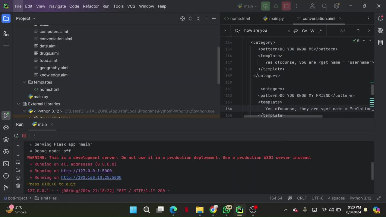 Syed Burhan Ahmed on LinkedIn: #aiml #chatbot #python #flask #nlp #ai # ... Syed Burhan Ahmed on LinkedIn: #aiml #chatbot #python #flask #nlp #ai # ...