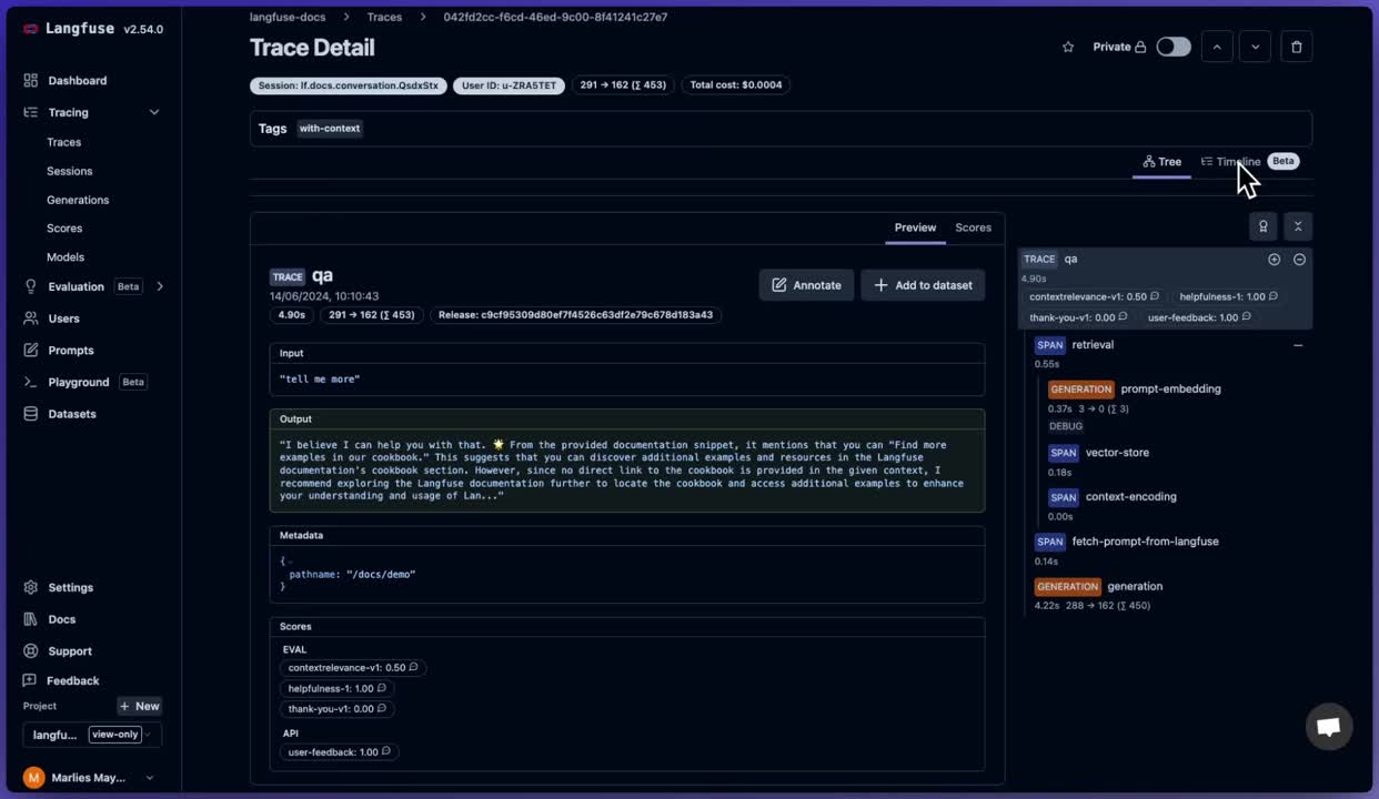 Langfuse (YC W23) on LinkedIn: Timeline View in Langfuse Tracing Langfuse (YC W23) on LinkedIn: Timeline View in Langfuse Tracing