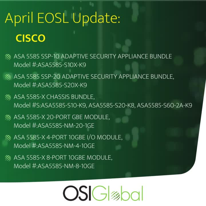 OSI Global on LinkedIn: #eosl #thirdpartymaintenance #cisco #datastorage OSI Global on LinkedIn: #eosl #thirdpartymaintenance #cisco #datastorage