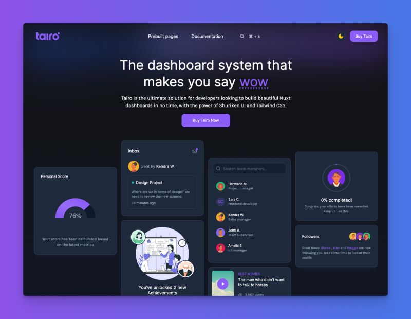 Michael Hoffmann on LinkedIn: 🛠️ Tairo - Multipurpose Nuxt and Tailwind ... Michael Hoffmann on LinkedIn: 🛠️ Tairo - Multipurpose Nuxt and Tailwind ...