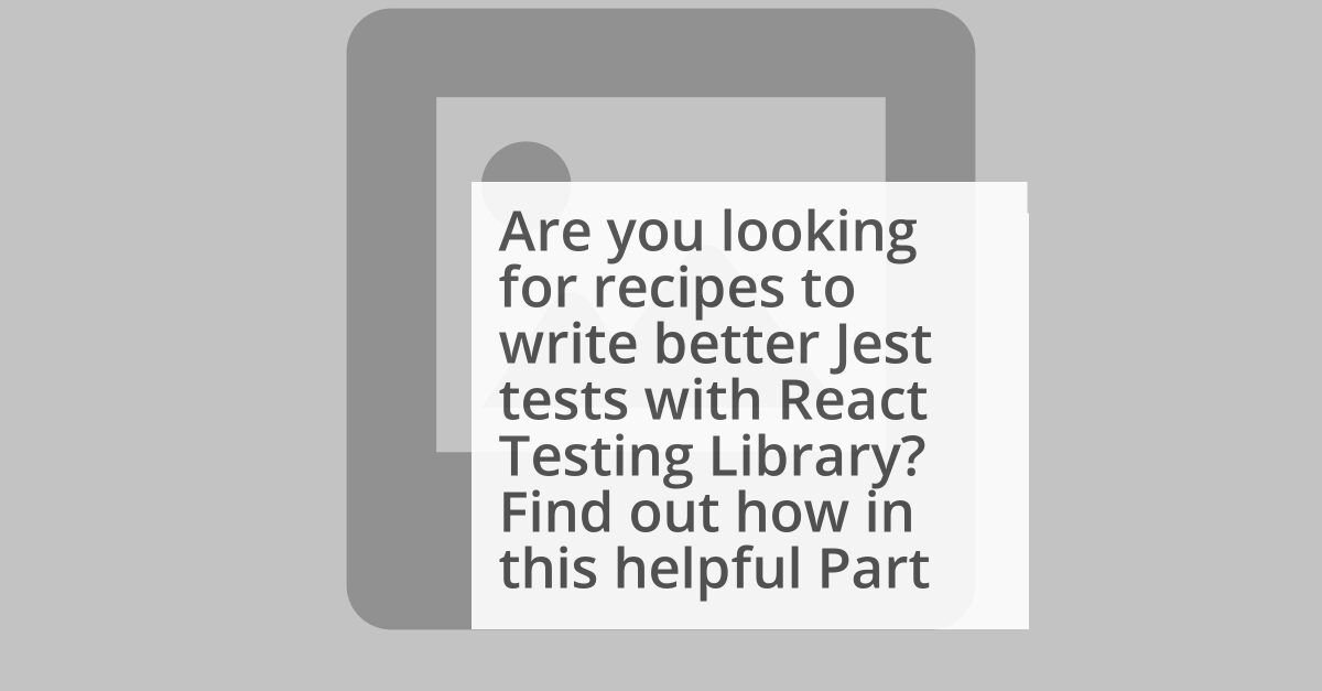 React Jobs on LinkedIn: Recipes to write better Jest tests with the ... React Jobs on LinkedIn: Recipes to write better Jest tests with the ...