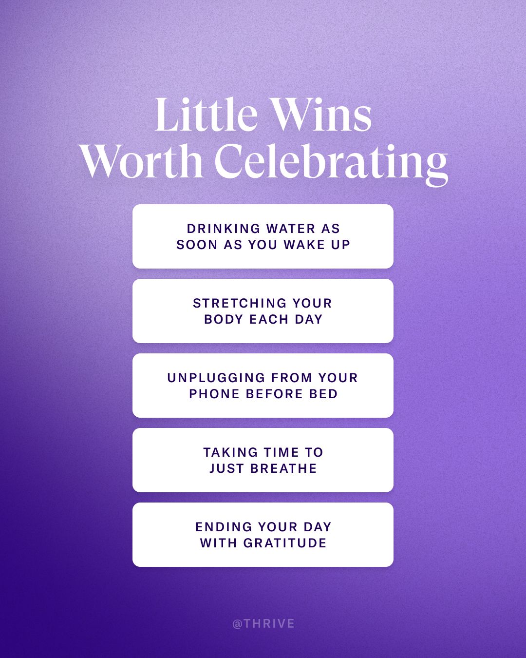 Thrive Global on LinkedIn: What's one small win you're celebrating ... Thrive Global on LinkedIn: What's one small win you're celebrating ...