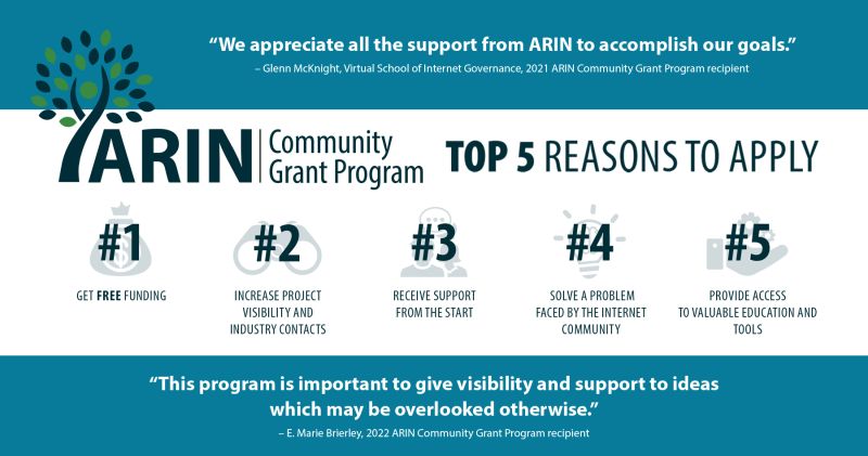 ARIN on LinkedIn: Top 5 Reasons to Apply for an ARIN Community Grant ARIN on LinkedIn: Top 5 Reasons to Apply for an ARIN Community Grant