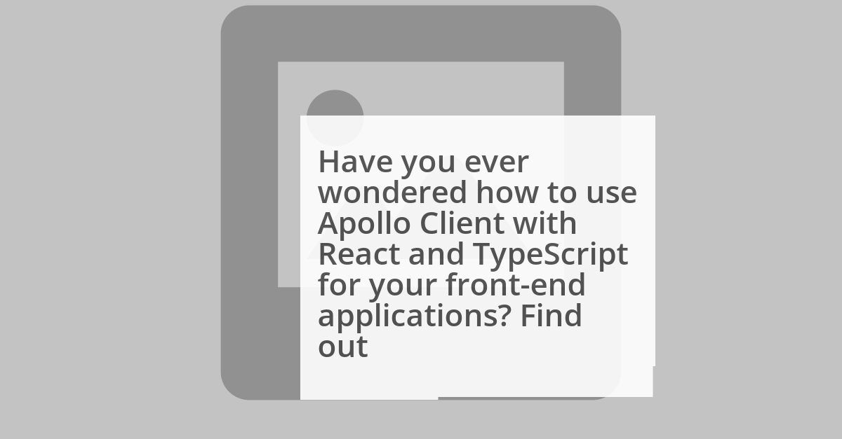 React Jobs on LinkedIn: Tutorial: Apollo Client with React and TypeScript React Jobs on LinkedIn: Tutorial: Apollo Client with React and TypeScript