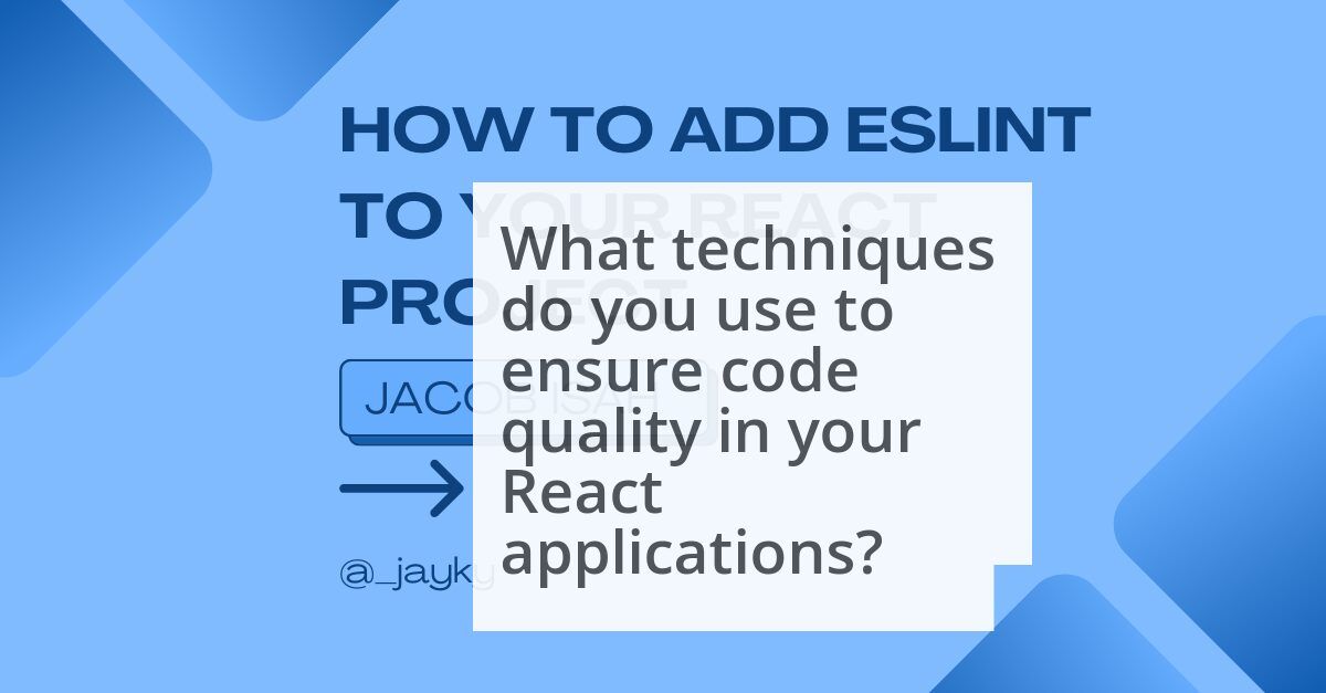 React Jobs on LinkedIn: How to Add ESLint to Your React Project React Jobs on LinkedIn: How to Add ESLint to Your React Project
