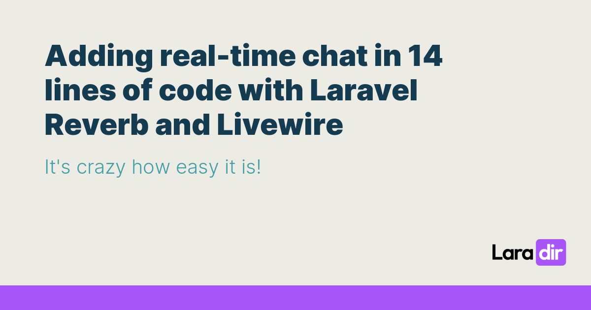 Laravel News on LinkedIn: Adding real-time chat in 14 lines of code ... Laravel News on LinkedIn: Adding real-time chat in 14 lines of code ...