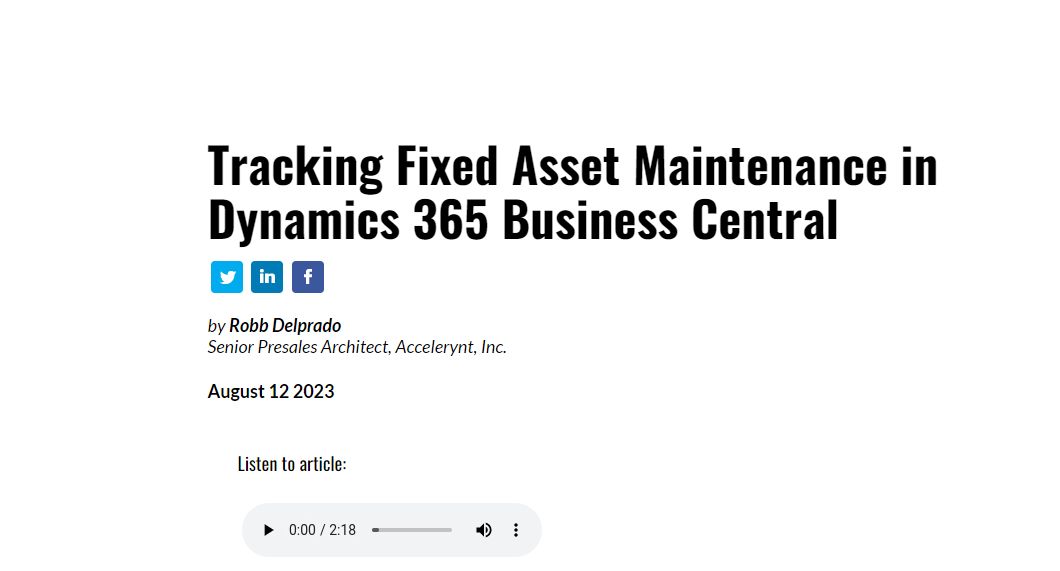 MSDynamicsWorld.com (MSDW) on LinkedIn: Tracking Fixed Asset ... MSDynamicsWorld.com (MSDW) on LinkedIn: Tracking Fixed Asset ...