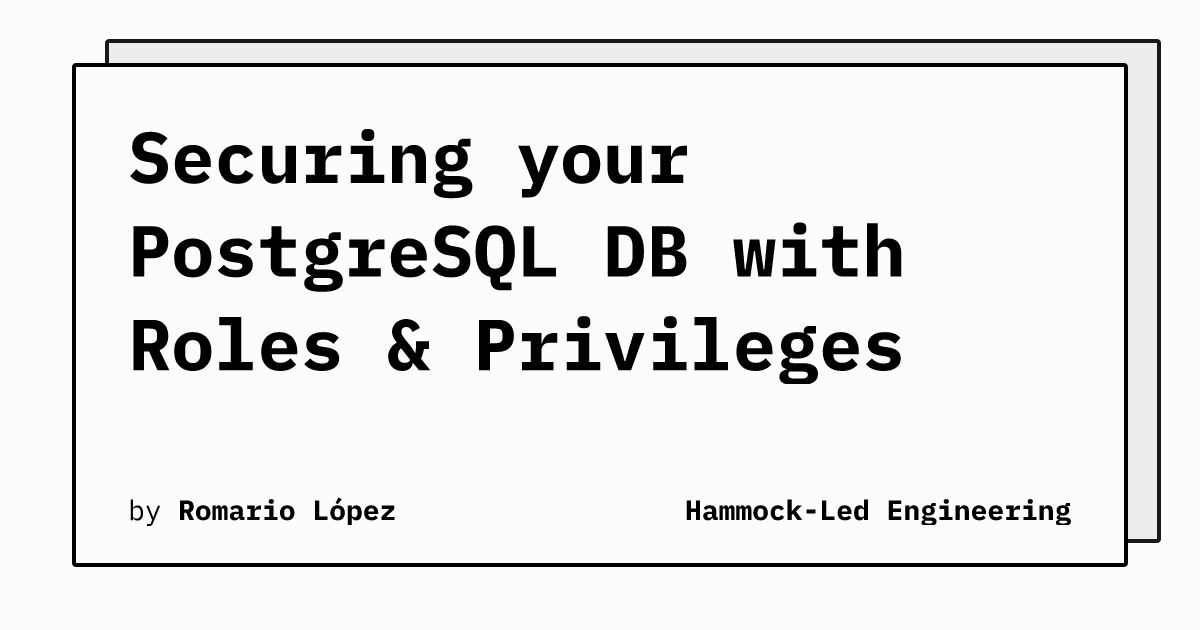 DevOps Bulletin on LinkedIn: Securing your PostgreSQL DB with Roles ... DevOps Bulletin on LinkedIn: Securing your PostgreSQL DB with Roles ...