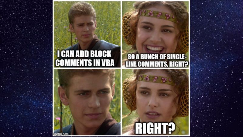 Mike Wolfe on LinkedIn: Quick & Dirty Block Comments in VBA Mike Wolfe on LinkedIn: Quick & Dirty Block Comments in VBA