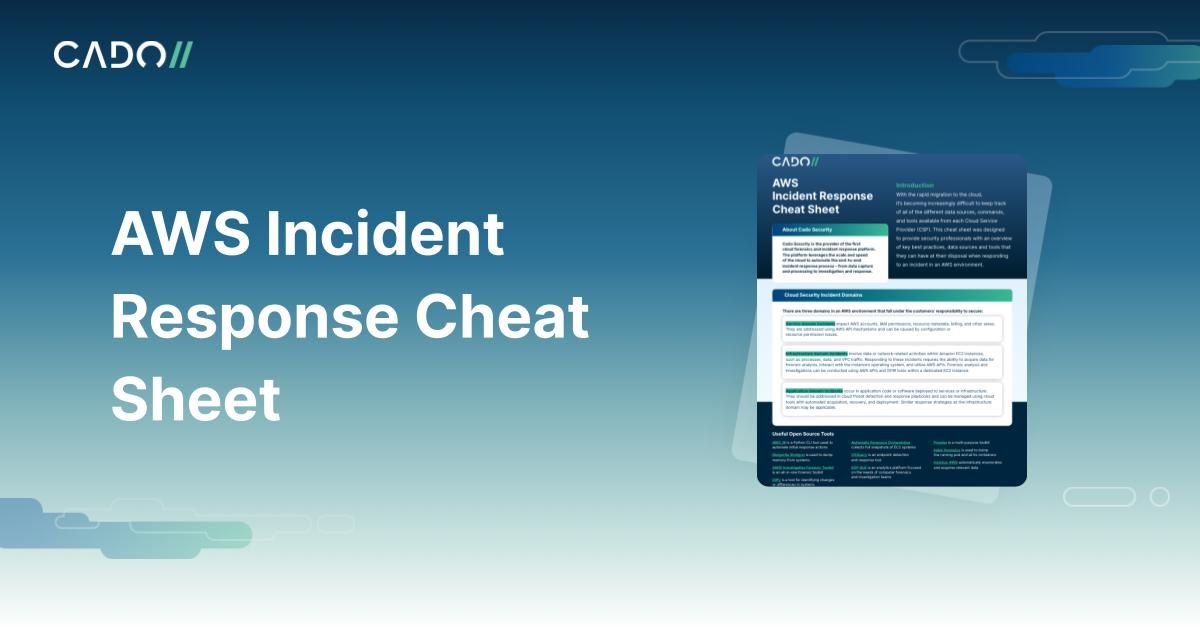 Cado Security on LinkedIn: AWS Incident Response Cheat Sheet Cado Security on LinkedIn: AWS Incident Response Cheat Sheet