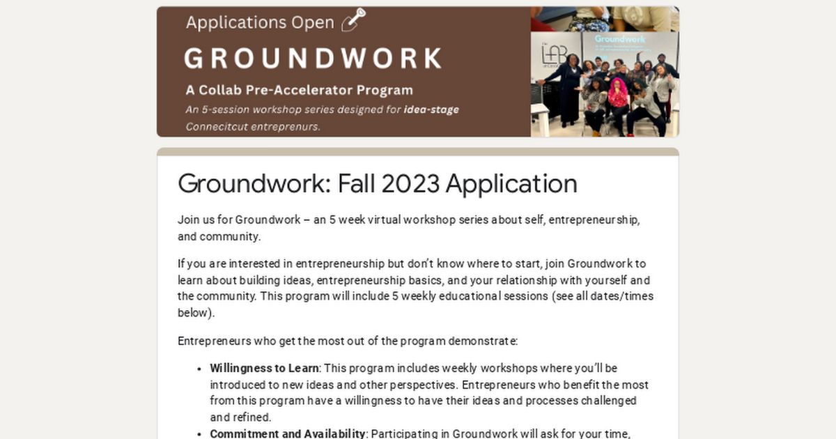 Collab on LinkedIn: Groundwork: Fall 2023 Application Collab on LinkedIn: Groundwork: Fall 2023 Application