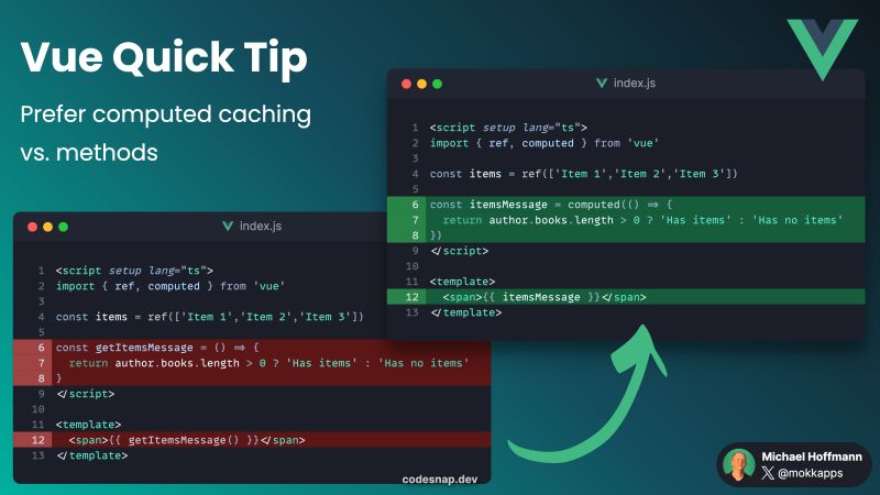 Michael Hoffmann on LinkedIn: 💡 Vue Quick Tip: Computed Caching vs ... Michael Hoffmann on LinkedIn: 💡 Vue Quick Tip: Computed Caching vs ...