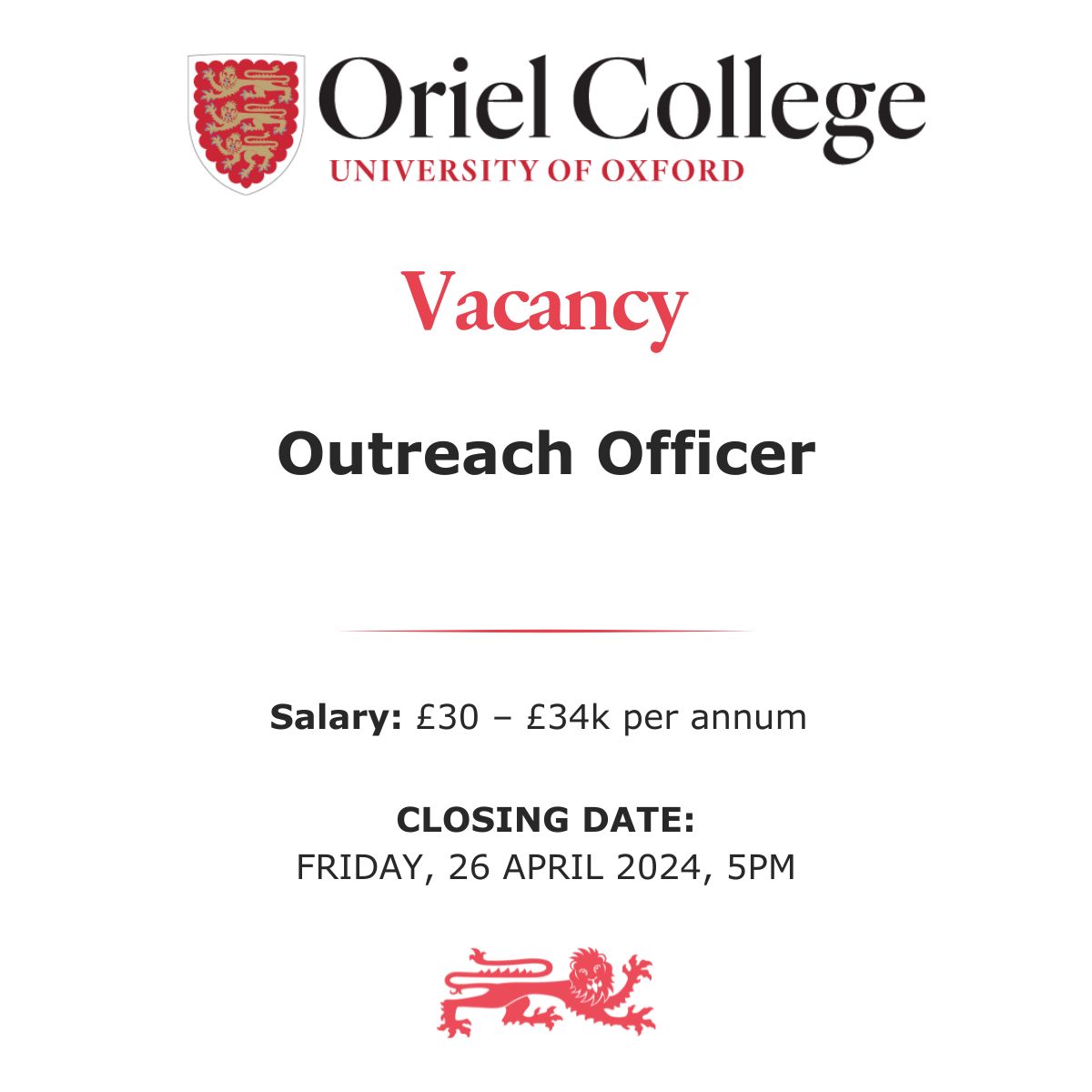 Oriel College, Oxford on LinkedIn: #job #hiring #opportunity Oriel College, Oxford on LinkedIn: #job #hiring #opportunity