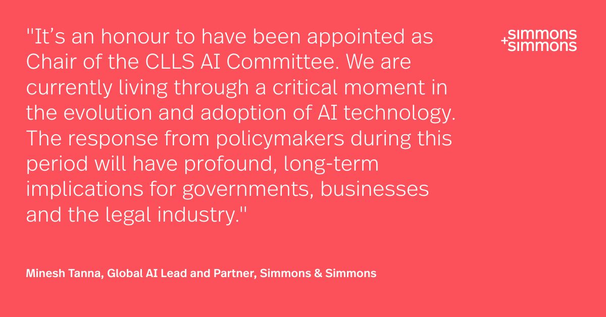 Simmons & Simmons on LinkedIn: Simmons' AI Lead Minesh Tanna to chair ... Simmons & Simmons on LinkedIn: Simmons' AI Lead Minesh Tanna to chair ...