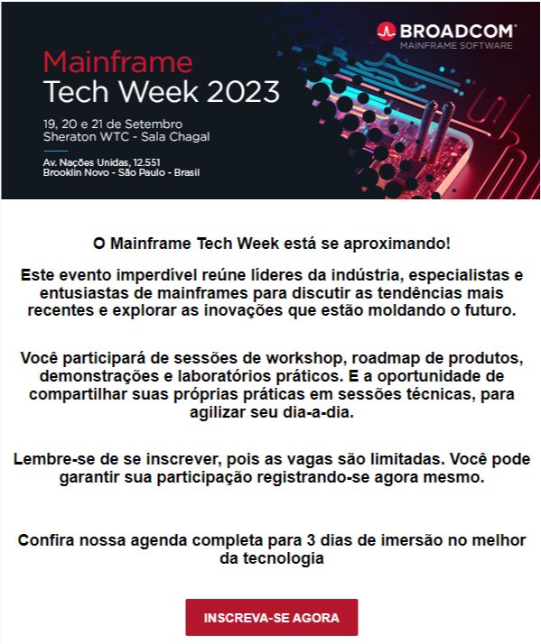 Ana Claudia Braga no LinkedIn: #mainframe #broadcommainframesoftware # ... Ana Claudia Braga no LinkedIn: #mainframe #broadcommainframesoftware # ...