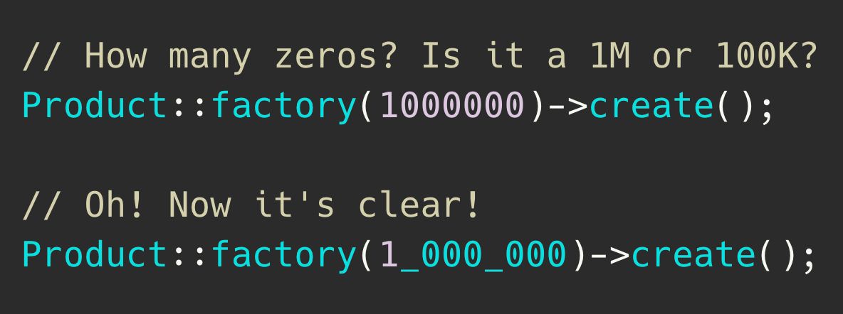 Povilas Korop on LinkedIn: PHP tip. From PHP 7.4, you can separate long ... Povilas Korop on LinkedIn: PHP tip. From PHP 7.4, you can separate long ...