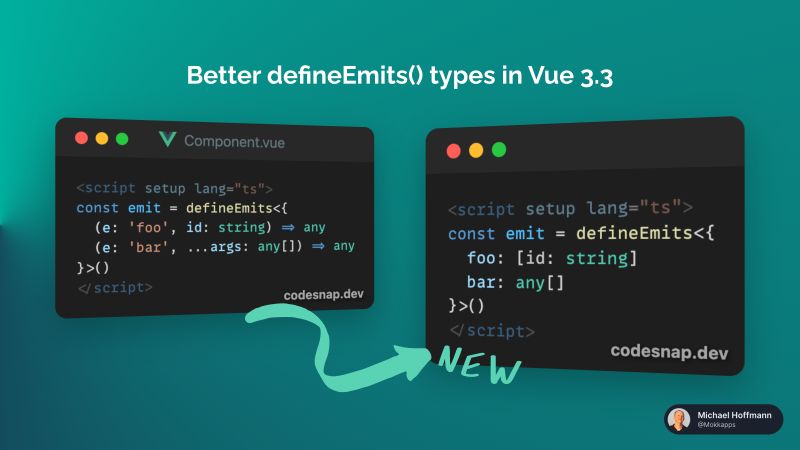 Michael Hoffmann on LinkedIn: 💚 Vue 3 will allow you to define emits in ... Michael Hoffmann on LinkedIn: 💚 Vue 3 will allow you to define emits in ...