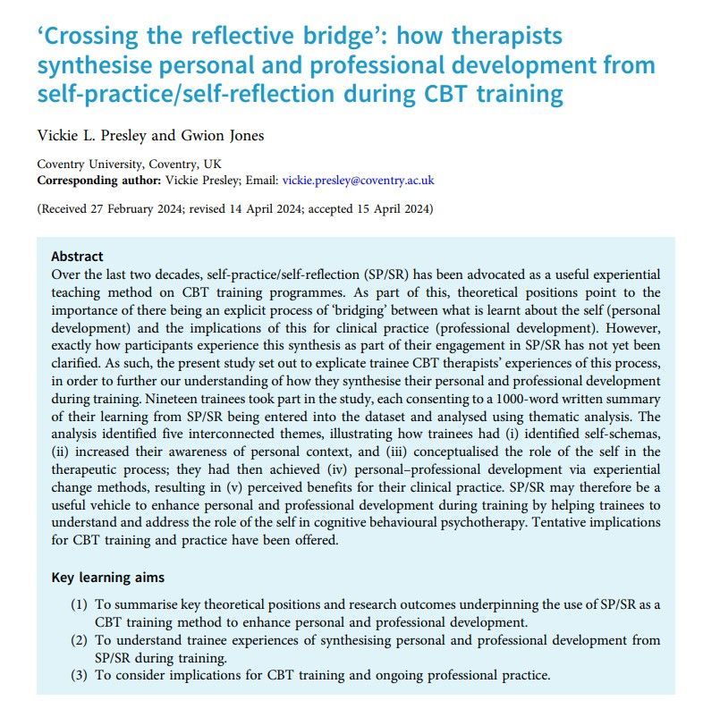 BABCP Journals on LinkedIn: tCBT New Paper: ‘Crossing the reflective ... BABCP Journals on LinkedIn: tCBT New Paper: ‘Crossing the reflective ...