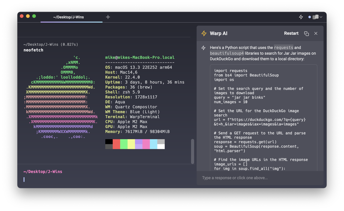 Warp Terminal & ChatGPT Warp Terminal & ChatGPT
