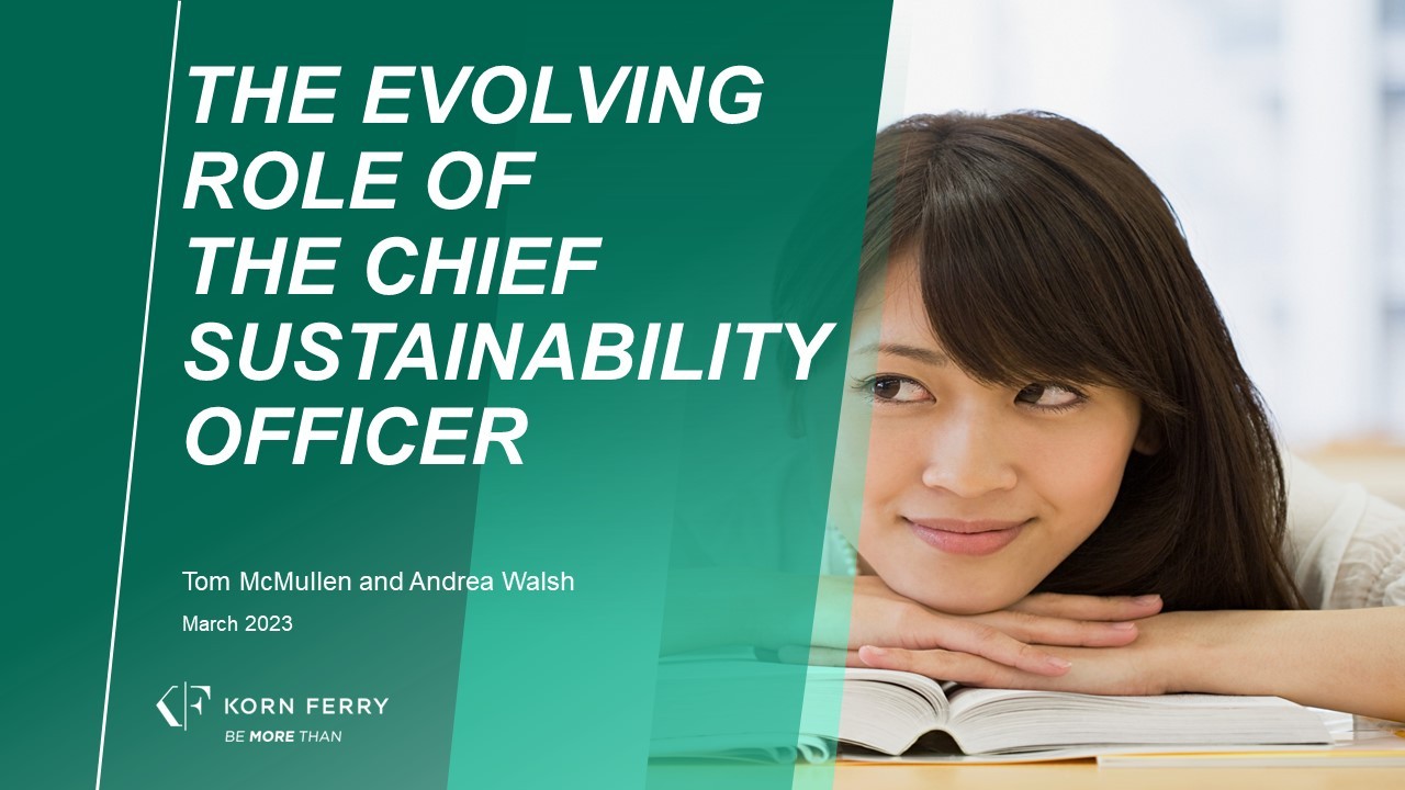 The Evolving Role of the Chief Sustainability Officer The Evolving Role of the Chief Sustainability Officer