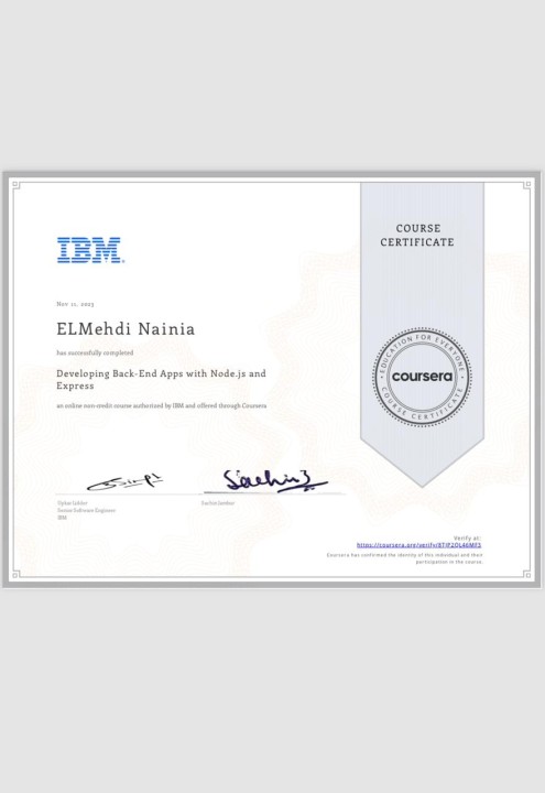 IBM Certificate in Developing Backend Apps with Node.js and Express! 🌐 IBM Certificate in Developing Backend Apps with Node.js and Express! 🌐