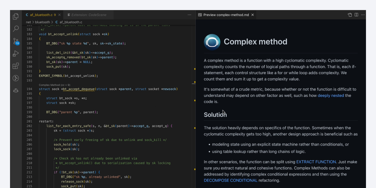 CodeScene's IDE Extension for VS Code: tackle code complexity right ... CodeScene's IDE Extension for VS Code: tackle code complexity right ...