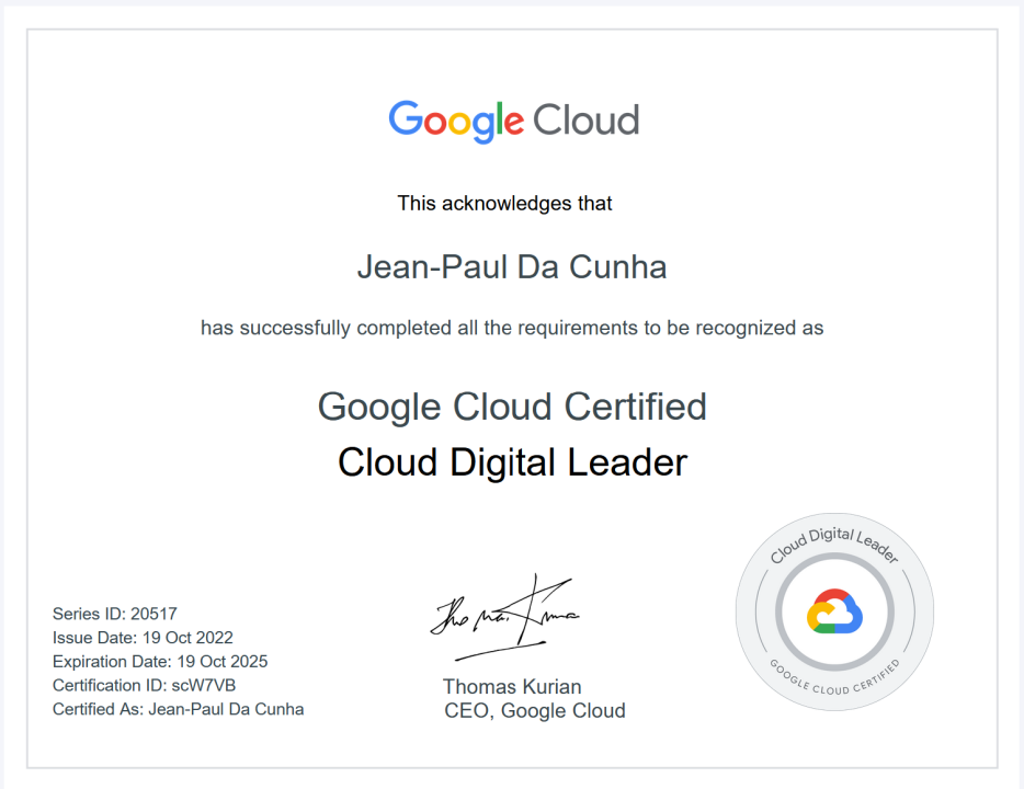 Cloud Digital Leader Certification Cloud Digital Leader Certification