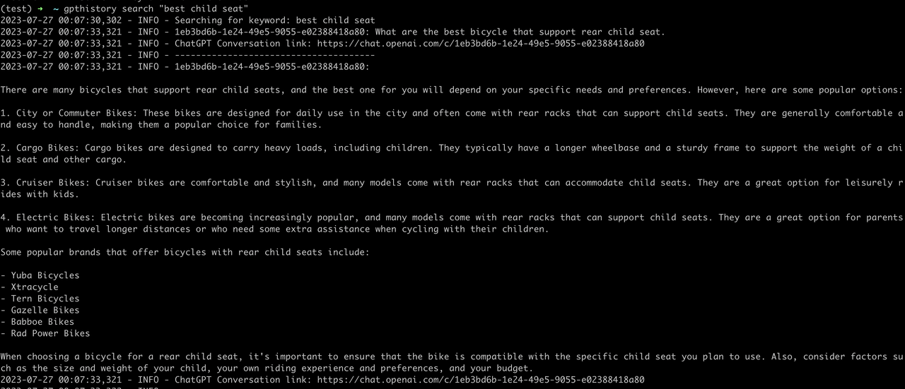 GPTHistory: Command line tool for searching ChatGPT Conversation History GPTHistory: Command line tool for searching ChatGPT Conversation History