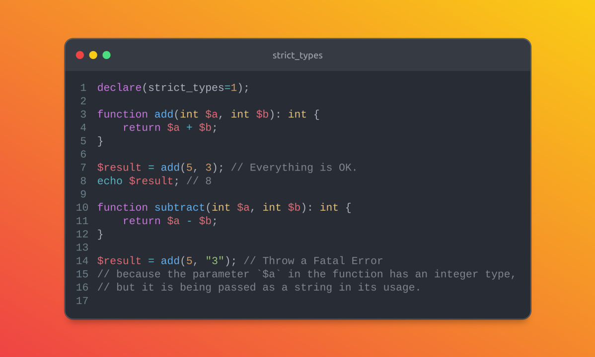 Enhancing Code Reliability with PHP's strict_types Declaration Enhancing Code Reliability with PHP's strict_types Declaration